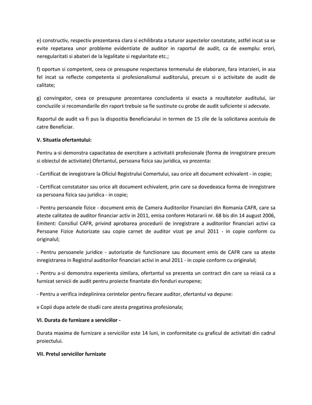 Anunt privind achizitia serviciilor de audit - achizitie directa | PDF