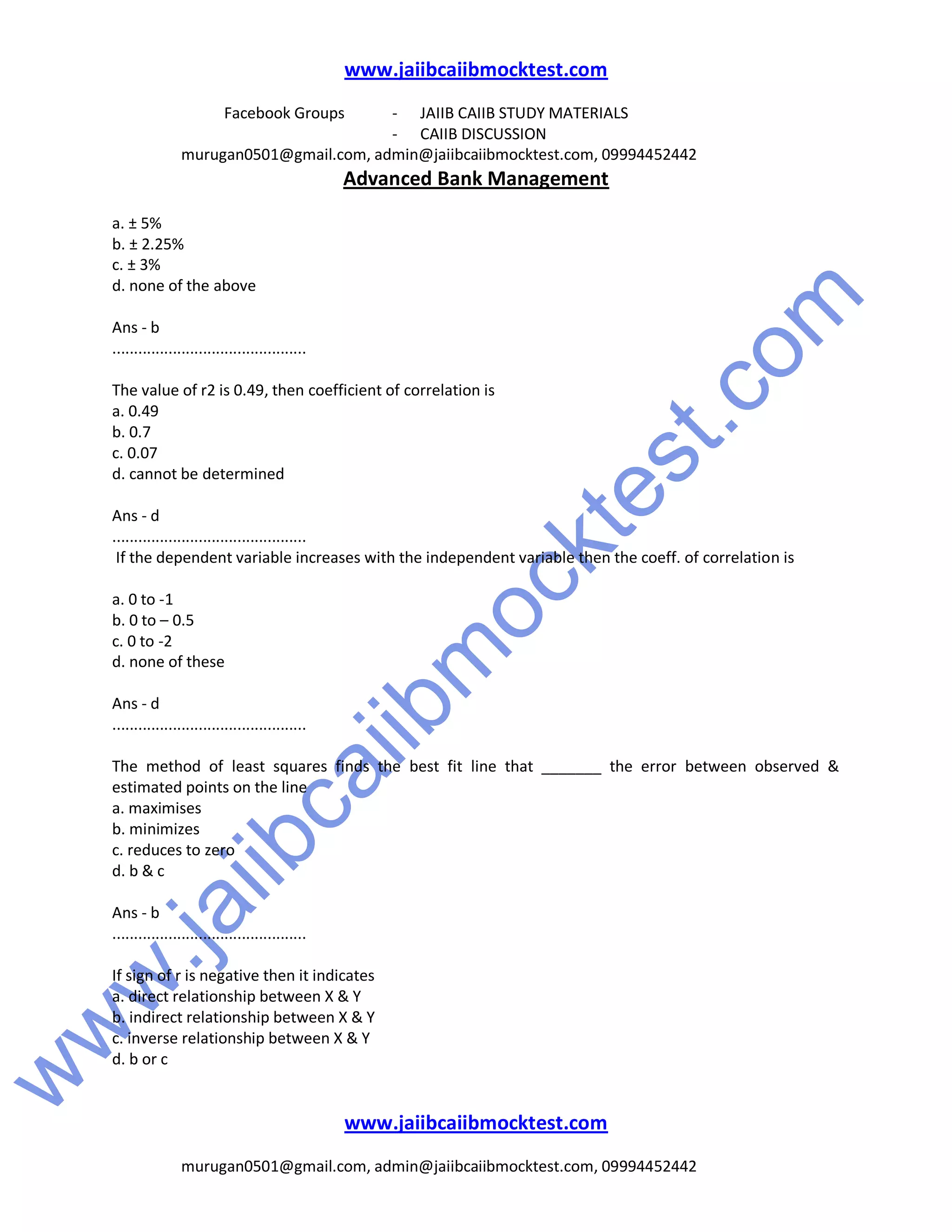 Caiib abm sample questions by murugan | PDF