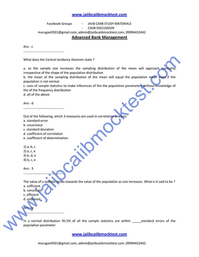 Caiib abm sample questions by murugan | PDF
