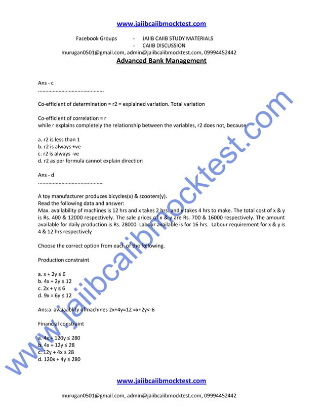 Caiib abm sample questions by murugan | PDF