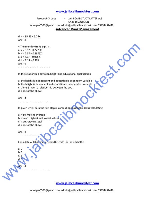 Caiib abm sample questions by murugan | PDF