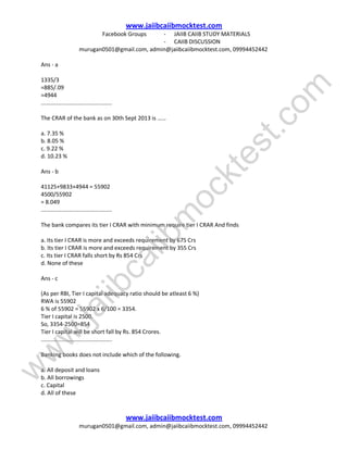 Caiib bfm sample questions by murugan for nov 14 exams | PDF