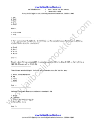 Caiib bfm sample questions by murugan for nov 14 exams | PDF