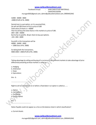 Caiib bfm sample questions by murugan for nov 14 exams | PDF