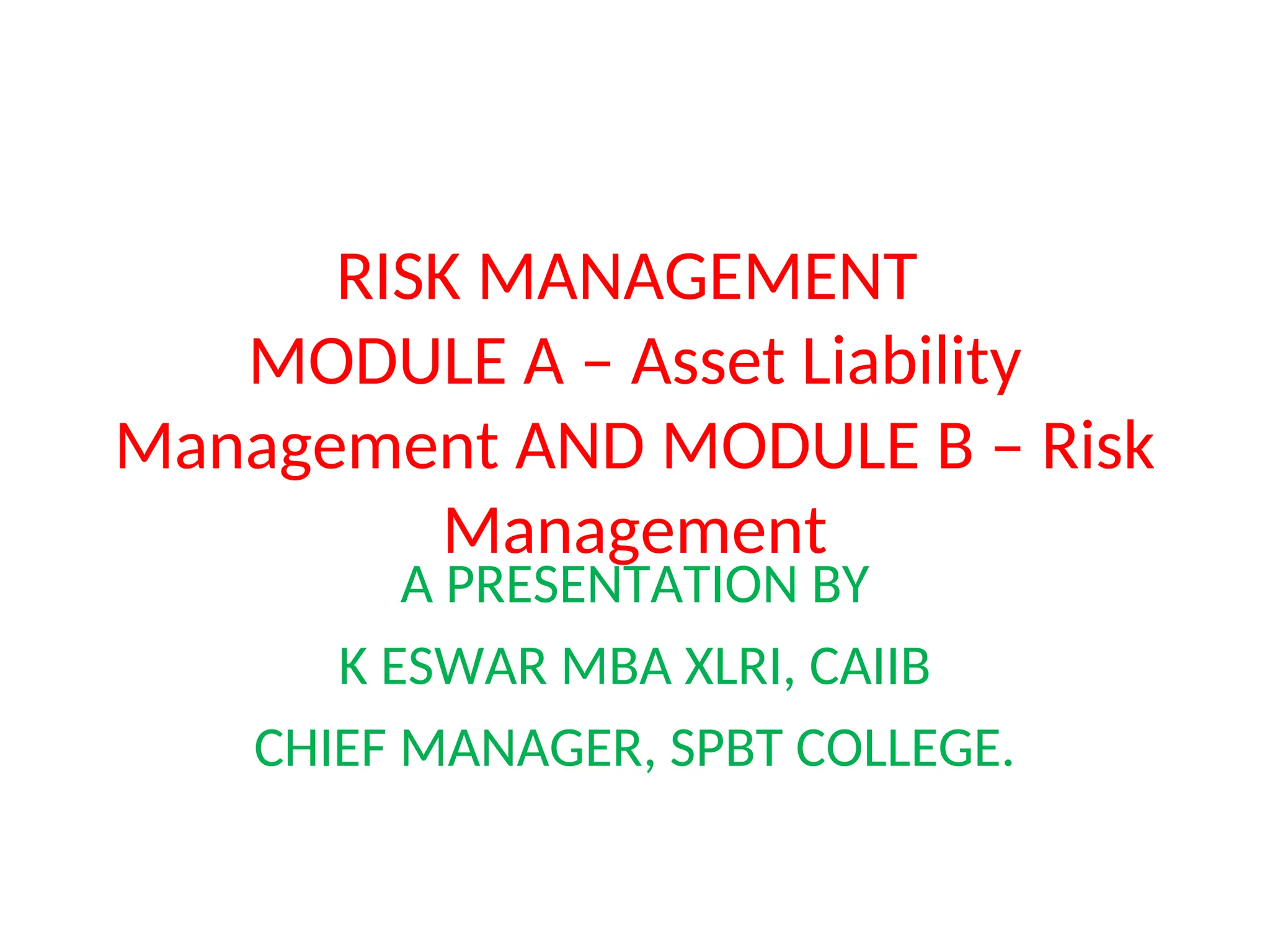 caiib_riskmgt_modab.ppt risk management ppt | PPT