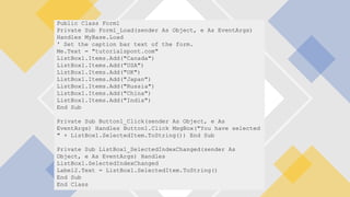 Combo box and List box in VB.Net.ppt