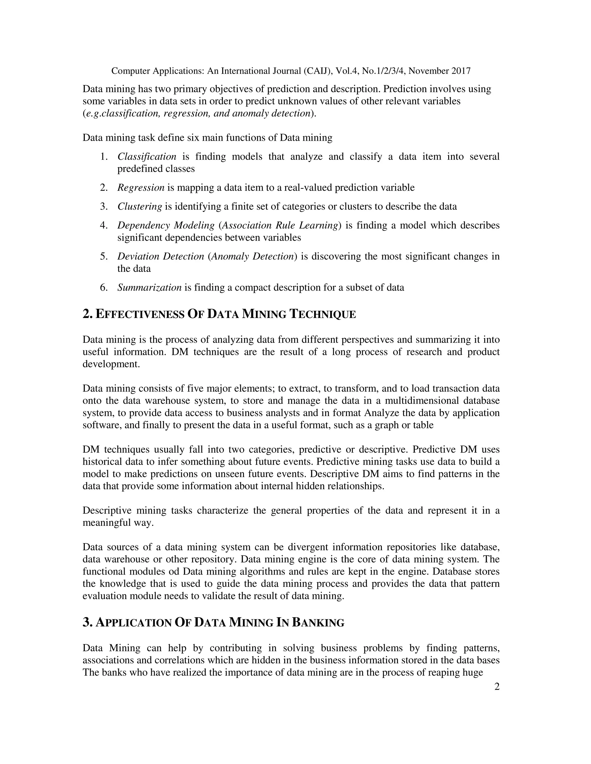 THE EFFECTIVENESS OF DATA MINING TECHNIQUES IN BANKING | PDF