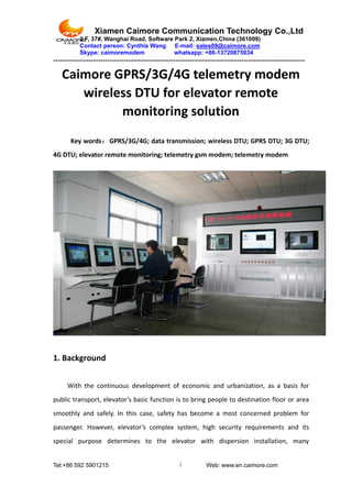 Caimore gprs 3 g 4g wireless gsm ip modem for elevator remote monitroig solution | PDF
