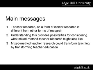 A role for teacher research in initial teacher education | PPT