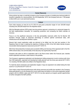 Cairn India | Q2 Results | FY 2013-14 | PDF