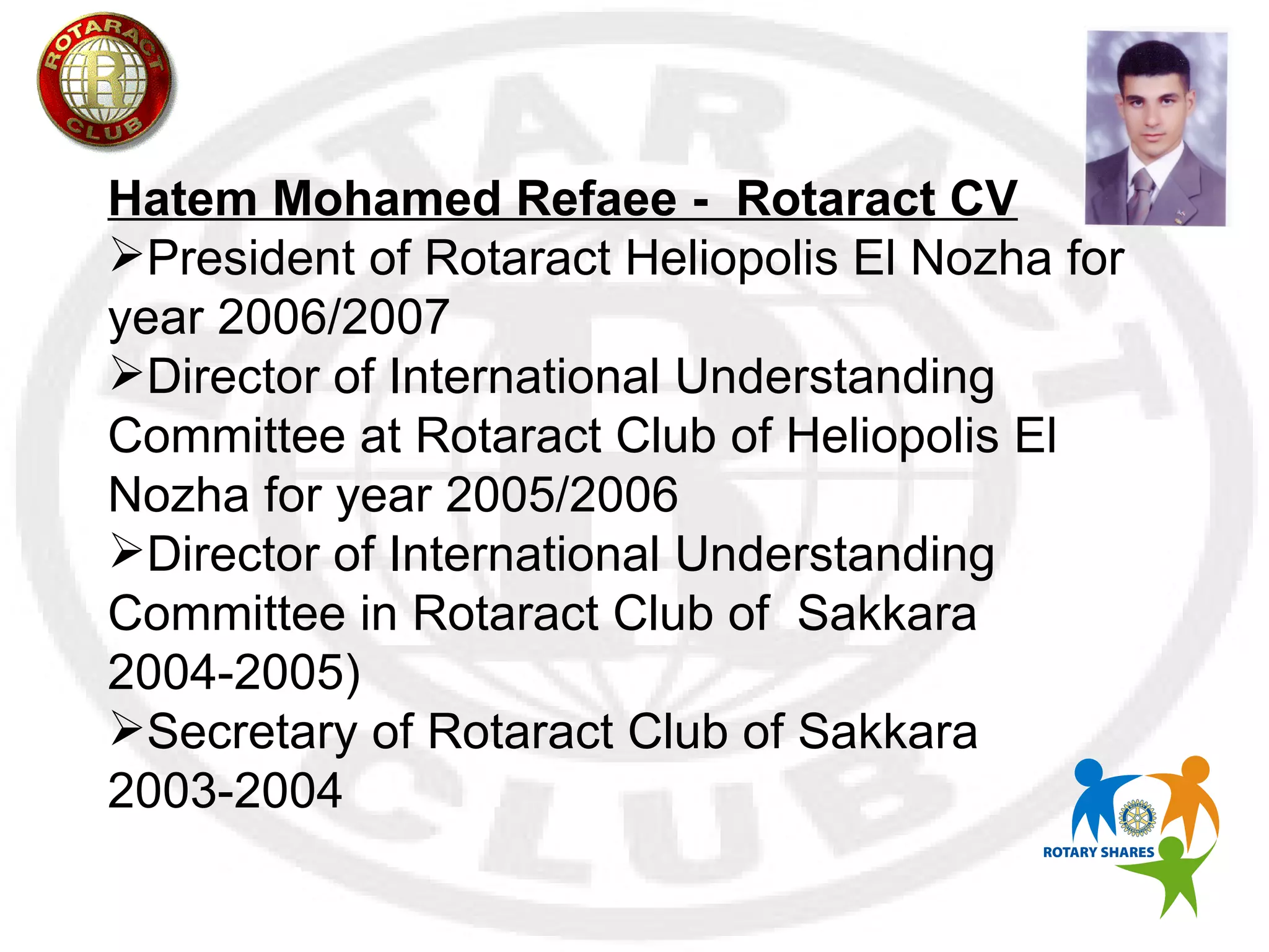 Rotaract-Rotaractor Hatem Refaee | PPT