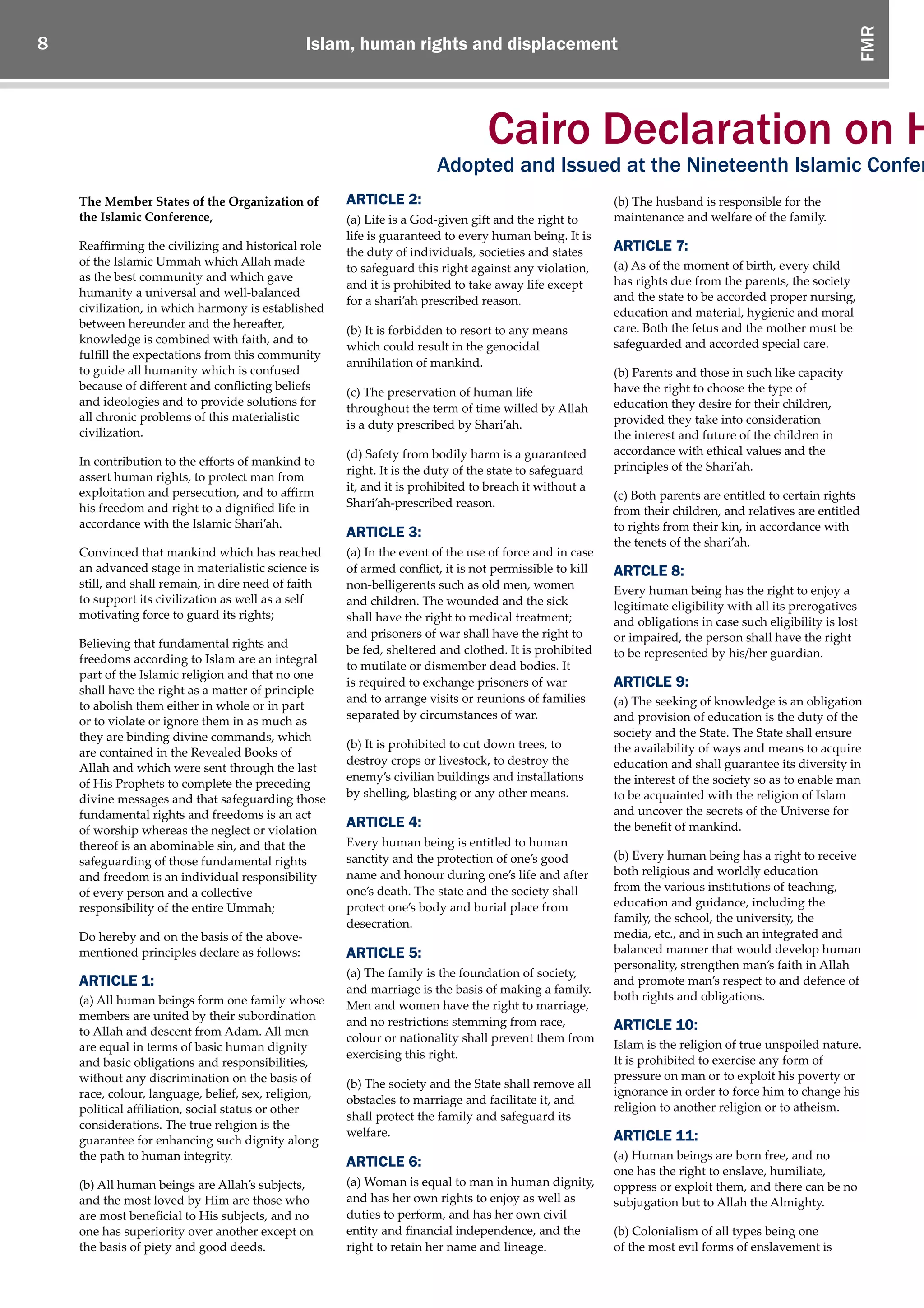 Cairo declaration on human rights | PDF