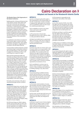 Cairo declaration on human rights | PDF