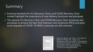Post-ICU and Post-COVID Clinic Characteristics | PPT