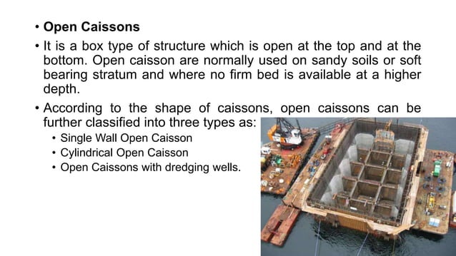 caissons and cofferdam in substructure construction | PPTX | Civil Engineering Industry | Industries
