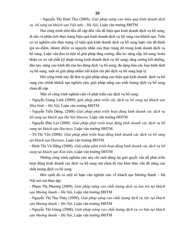 Giải pháp nâng cao chất lượng dịch vụ bổ sung tại khách sạn Mường Thanh – Hà Nội | DOC