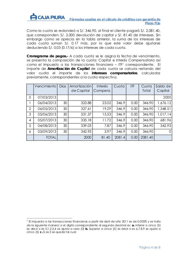 Formula Para Calcular Cuota Fija Credito - creditocarma