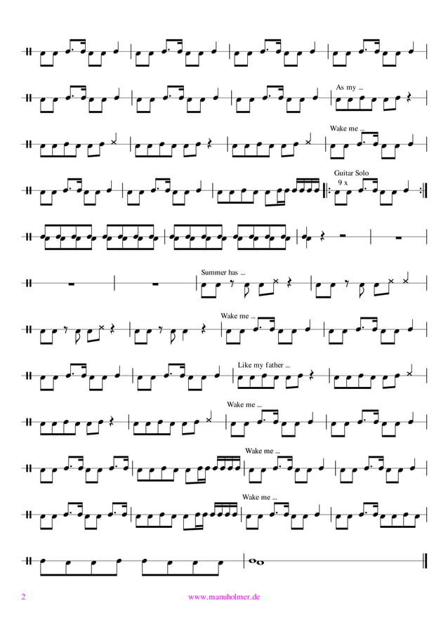 Cajon Noten für "Wake Me Up When September Ends" von Green Day | PDF