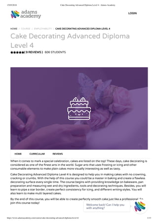 Cake decorating advanced diploma level 4 - Adams Academy | PDF