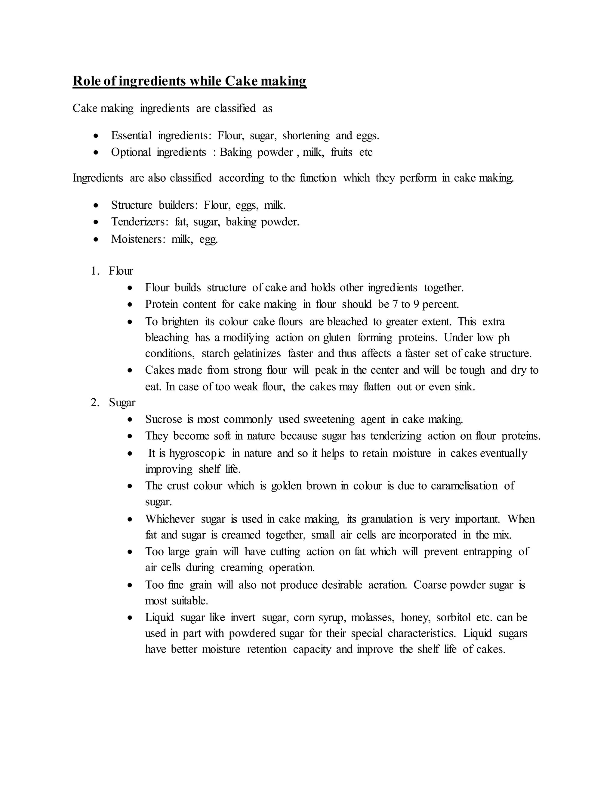 Cake making ingredients are classified as | DOCX
