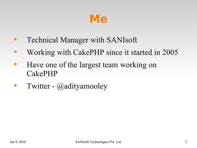 Introduction To Cakephp Ppt