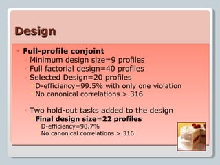 Conjoint class project | PPT | Desserts and Baking | Food & Drink