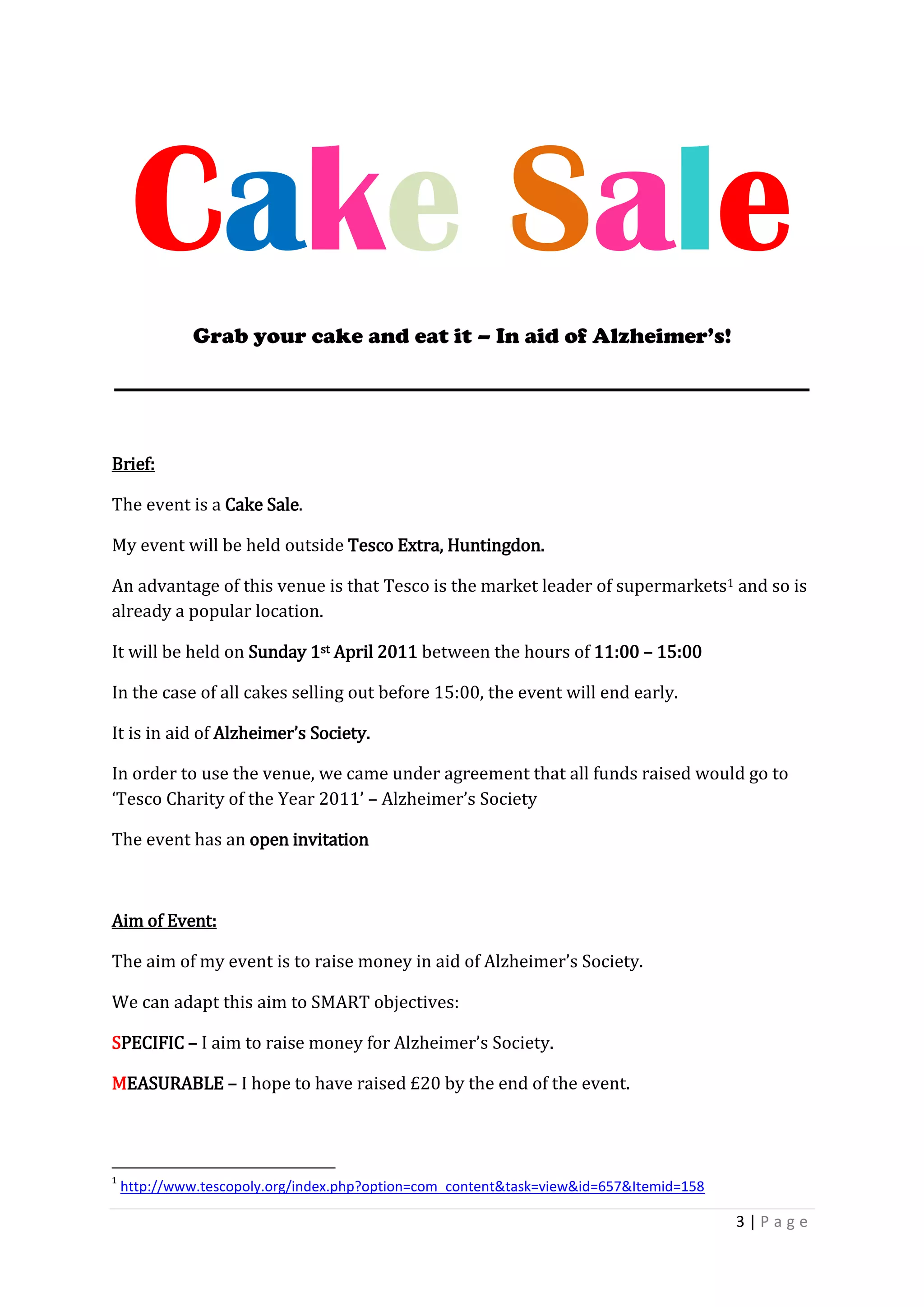 Cake sale write up | DOCX