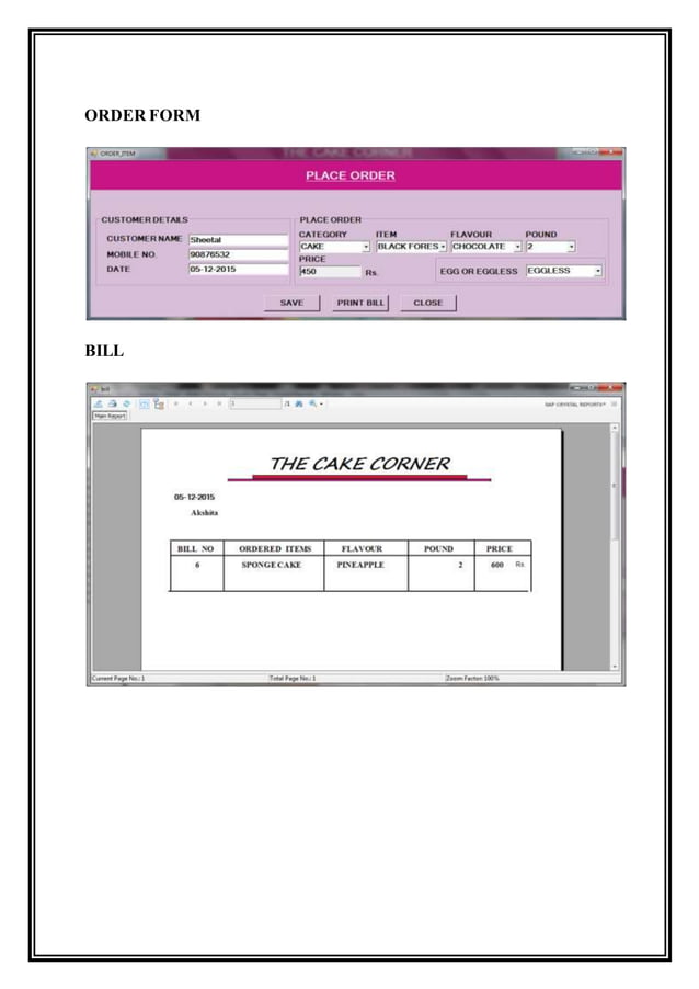 Cake shop billing system | DOCX | Operating Systems | Computer Software and Applications