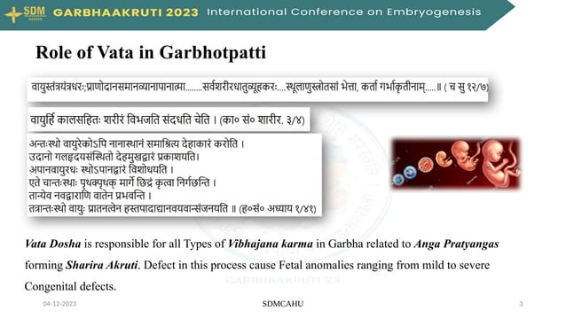 Role of Vata Dosha in Garbhotpatti - A Case Study | PPT | Free Download