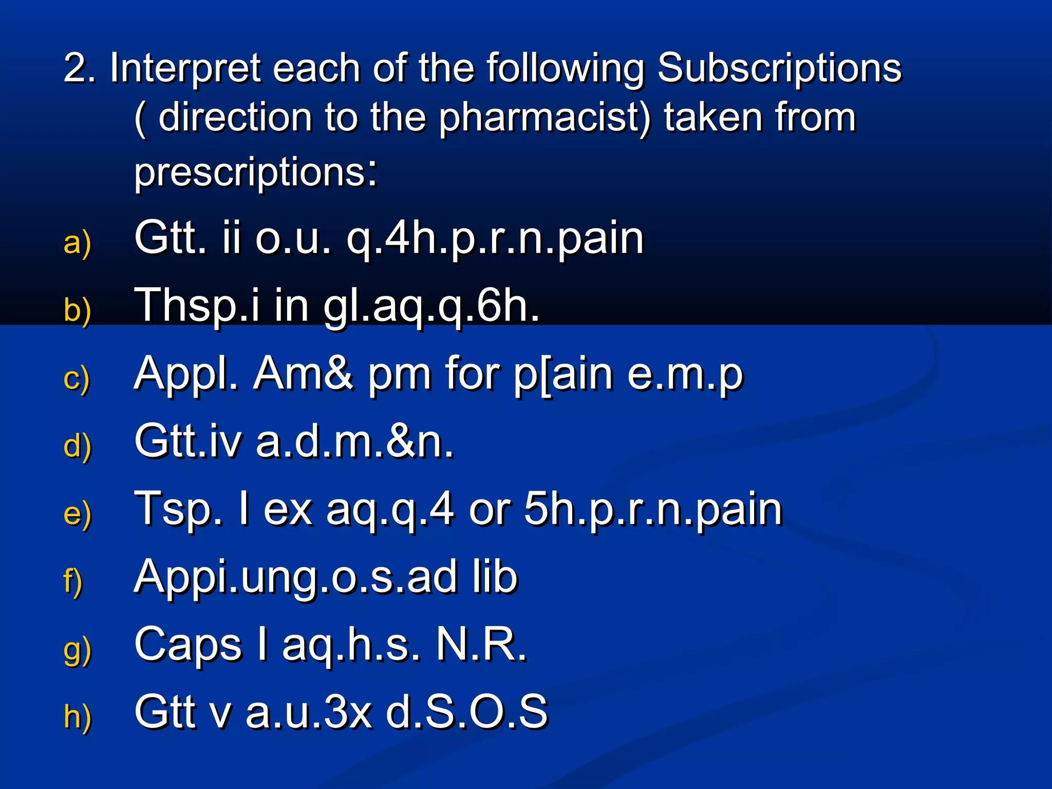 Interpretation Of Prescription or Medication order. | PPT