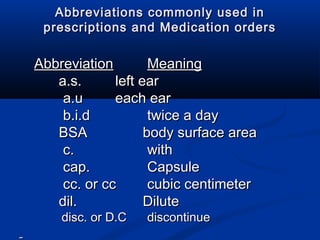 Interpretation Of Prescription or Medication order. | PPT