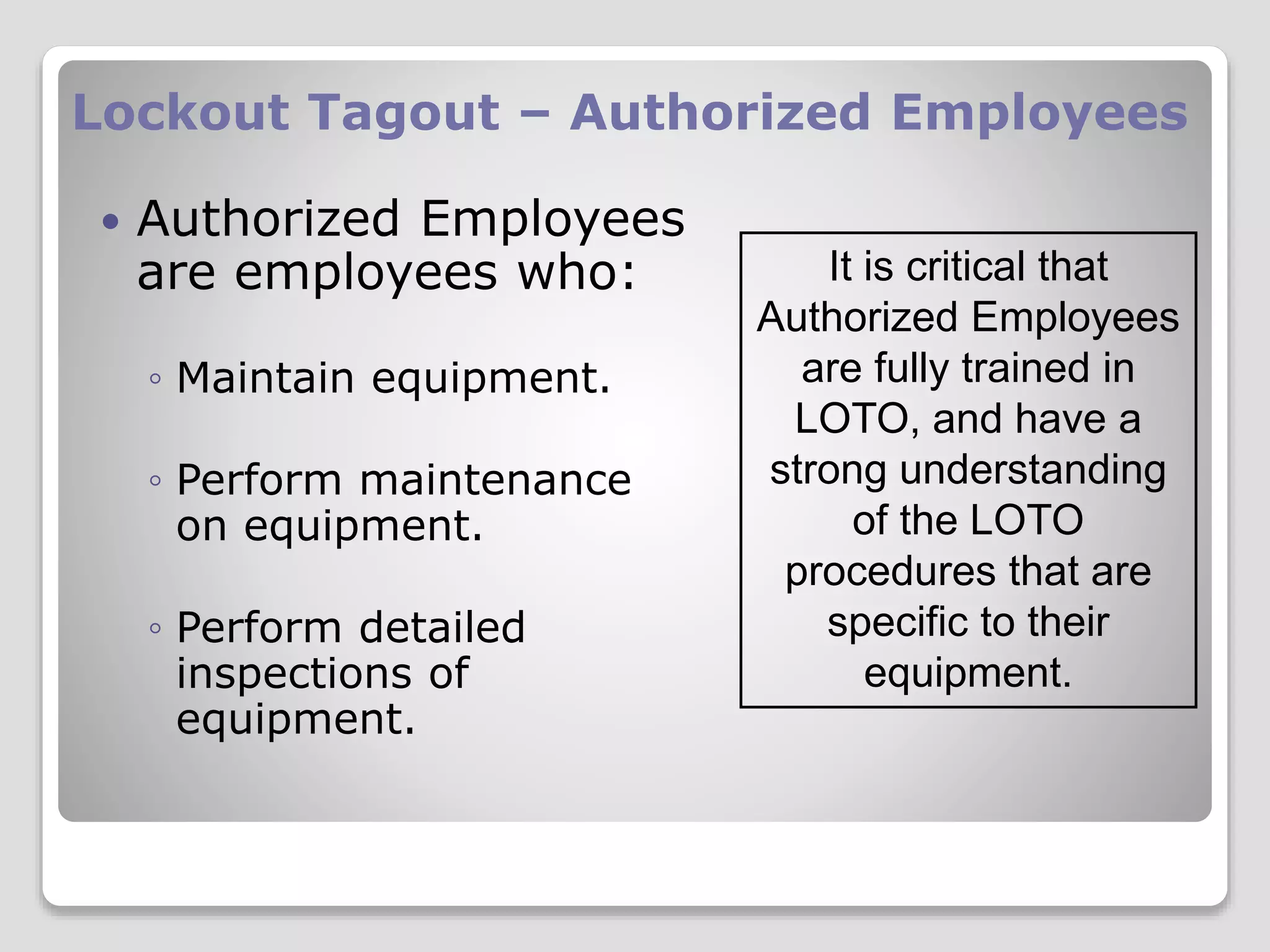 Lock-Out Tag-Out (LOTO) Training | PPTX