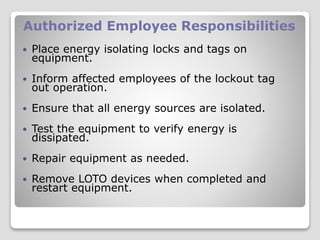 Lock-Out Tag-Out (LOTO) Training | PPTX