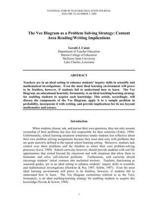 Calais, Gerald j[1]. the vee diagram as a problem solving strategy ...