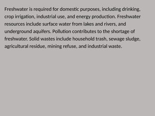 WATER POLLUTION IN ENVIRONMENTAL SCIENCE | PPTX