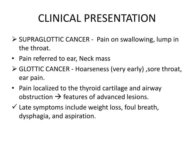 LARYNGEAL CANCER MANAGEMENT | PPTX | Ear, Nose and Throat Conditions ...