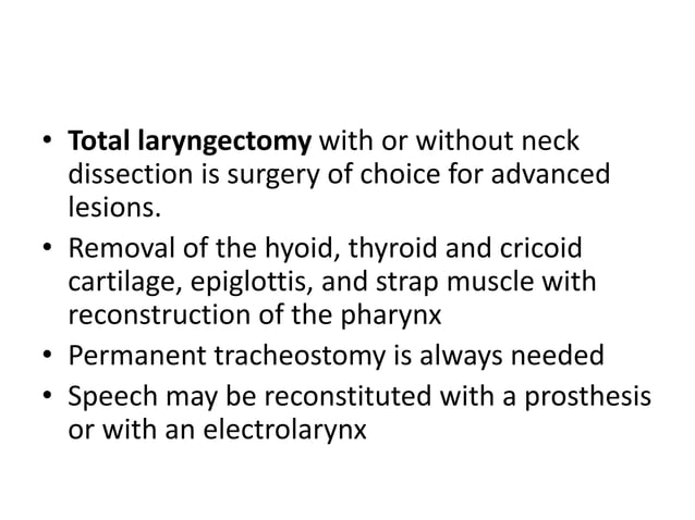 LARYNGEAL CANCER MANAGEMENT | PPTX | Ear, Nose and Throat Conditions | Diseases and Conditions