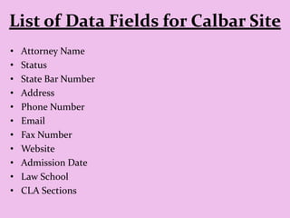Calbar Data Scraping Service | PPTX | Internet | Computing