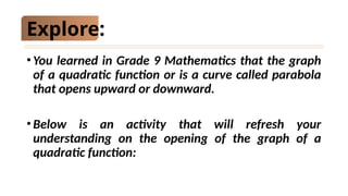Lesson 2 - Parabolas and Its Application | PPTX