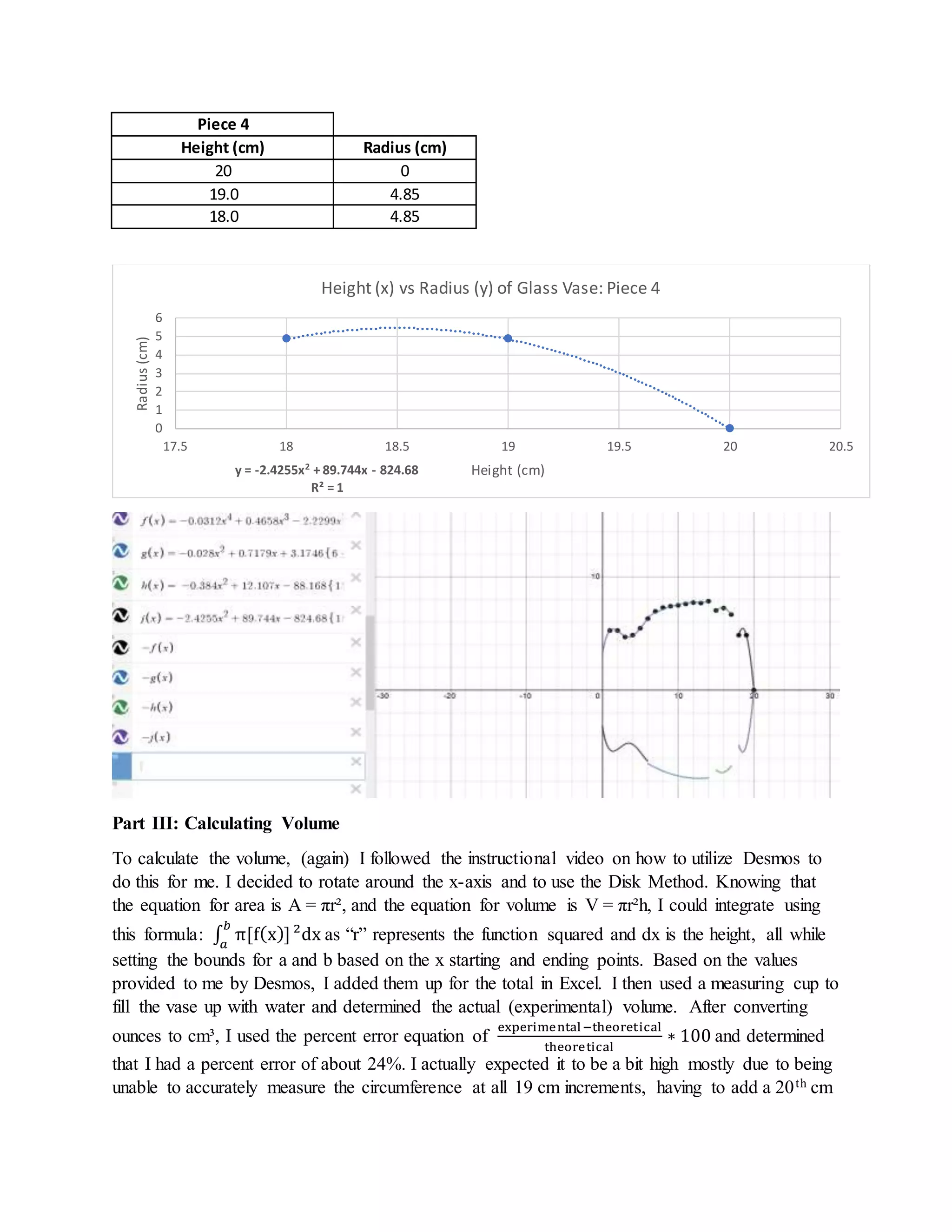Calculus II Project - The Glass | DOCX