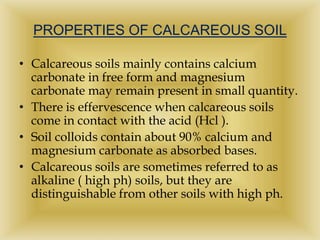 Calcareous soil , Origin, Properties and Distribution in India (IGKV ...