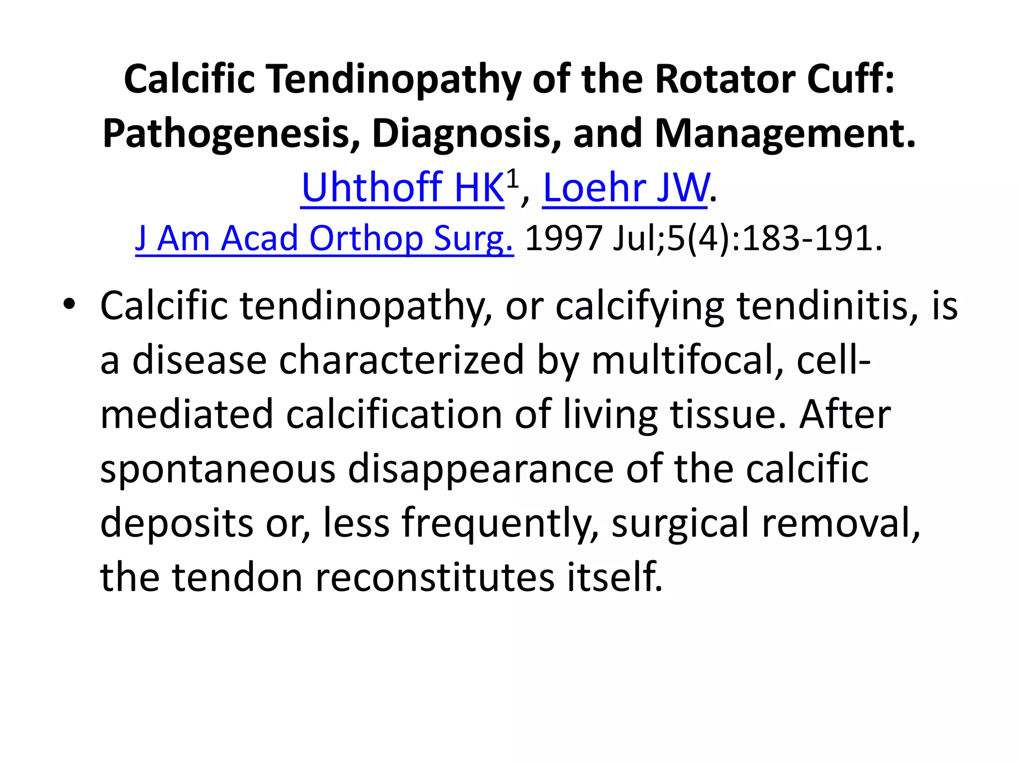 Calcific tendinitis of shoulder | PPTX