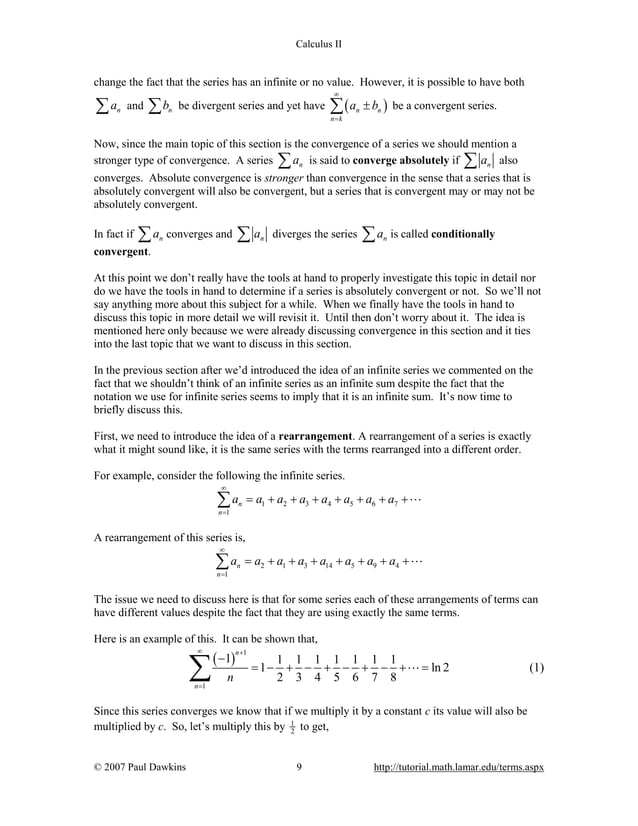 Calc ii seriesconvergence | PDF