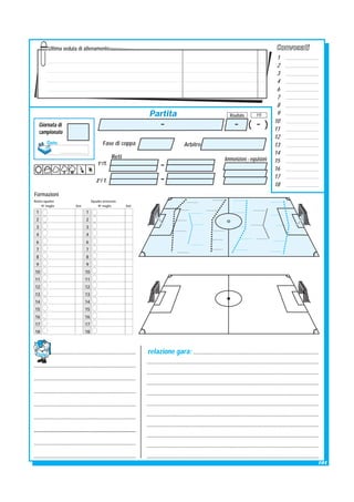 Calcio. Registrazione del lavoro di allenamento e della partita | PDF