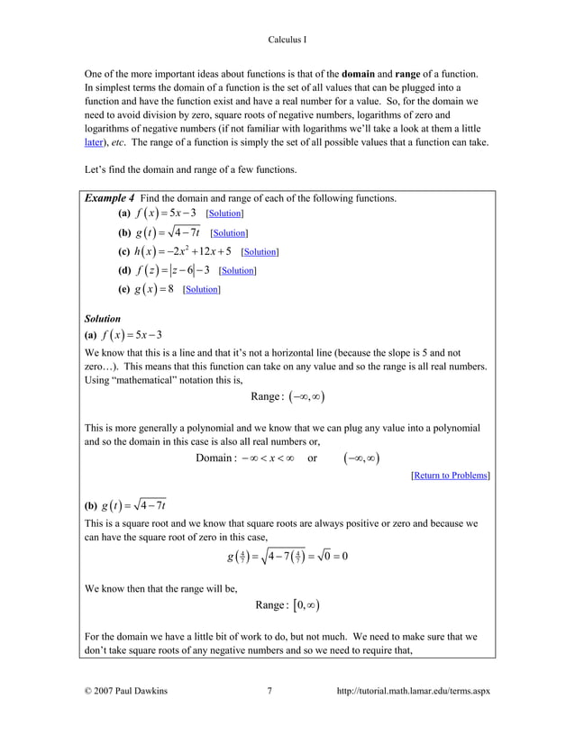 Calculus - Functions Review | PDF