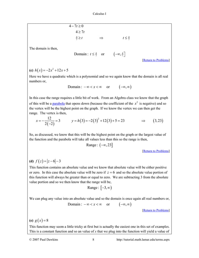 Calculus - Functions Review | PDF