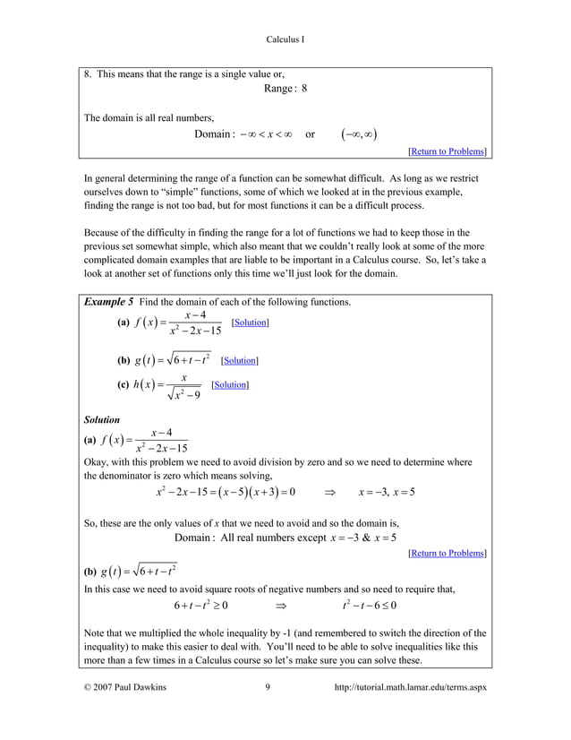 Calculus - Functions Review | PDF