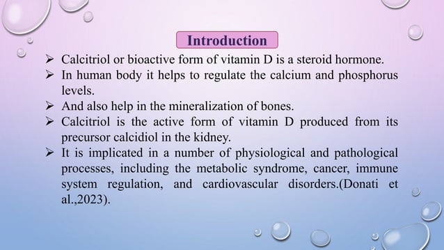 Calcitriol hormone and its up and down regulation | PPT
