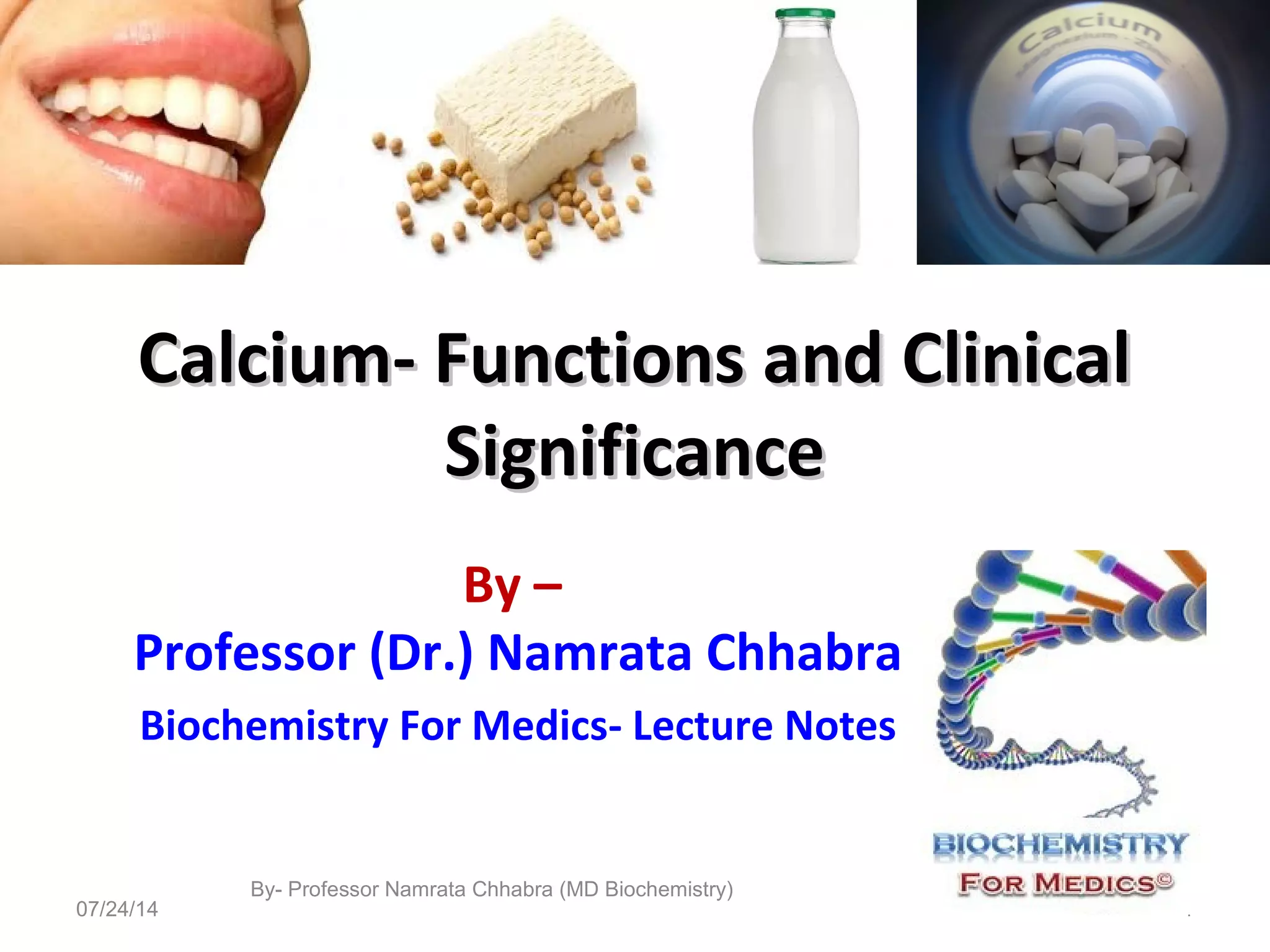 Calcium functions and significance | PPT