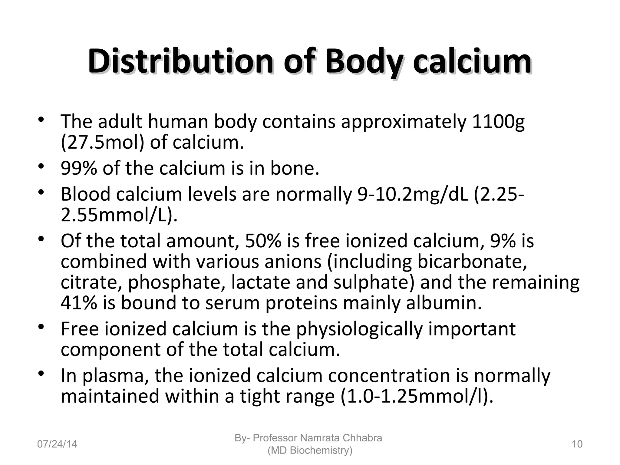 Calcium functions and significance | PPT